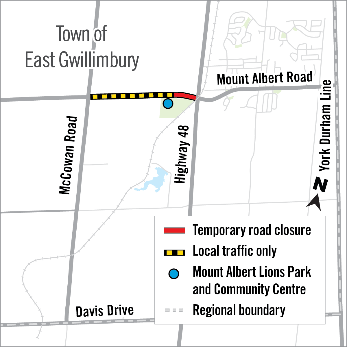 Road Closure on Mount Albert Road at Highway 48 | York Region