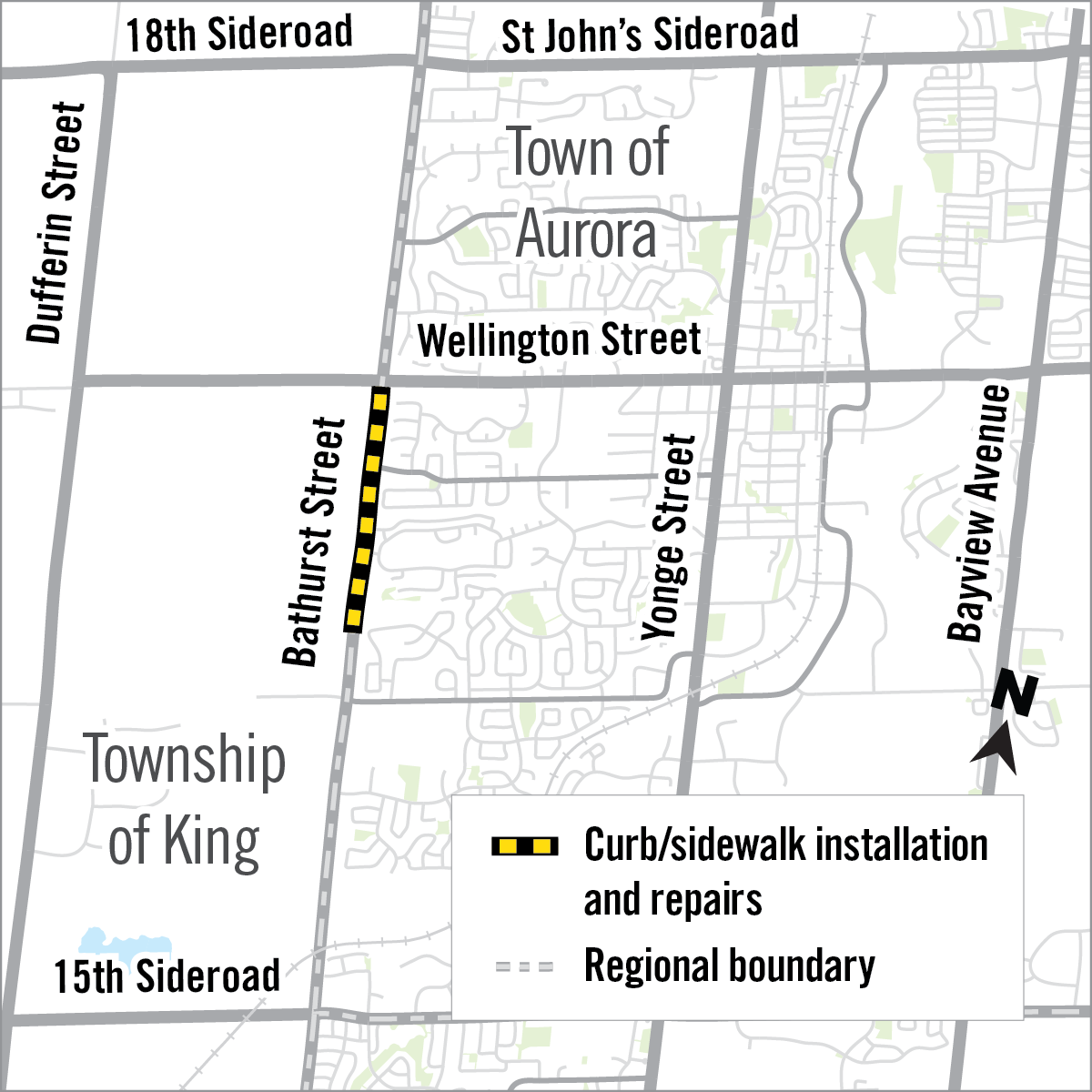 Curb and sidewalk repair along Bathurst Street | York Region